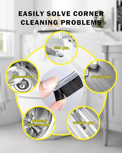 CLLIS 3 Pcs Hard Bristle Crevice Cleaning Brush,Crevice Cleaning Brushes for Household Use, Multifunctional Corner Gap Cleaning Brush Tool Grout Cleaner Brush for Kitchen Bathroom Window Hard Bristled