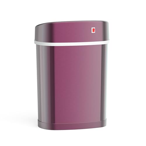 CLMSTE 4 Gallon Office Trash Can, Oval Non-Contact Stainless Steel Trash Can (Purple), WYT-42