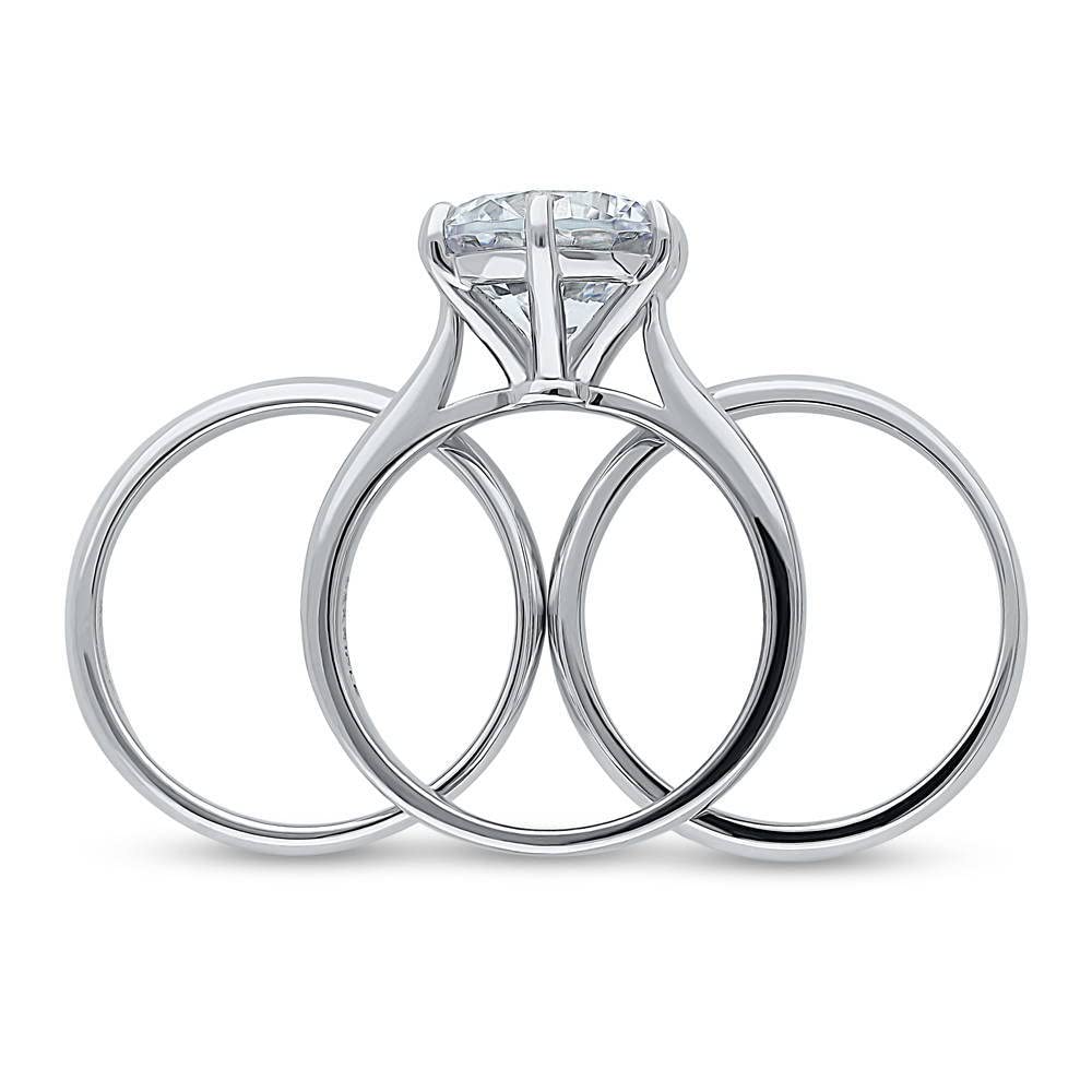 BERRICLE Sterling Silver Solitaire Wedding Engagement Rings 3.8 Carat Round Cubic Zirconia CZ Ring Set for Women, Rhodium Plated Size 10