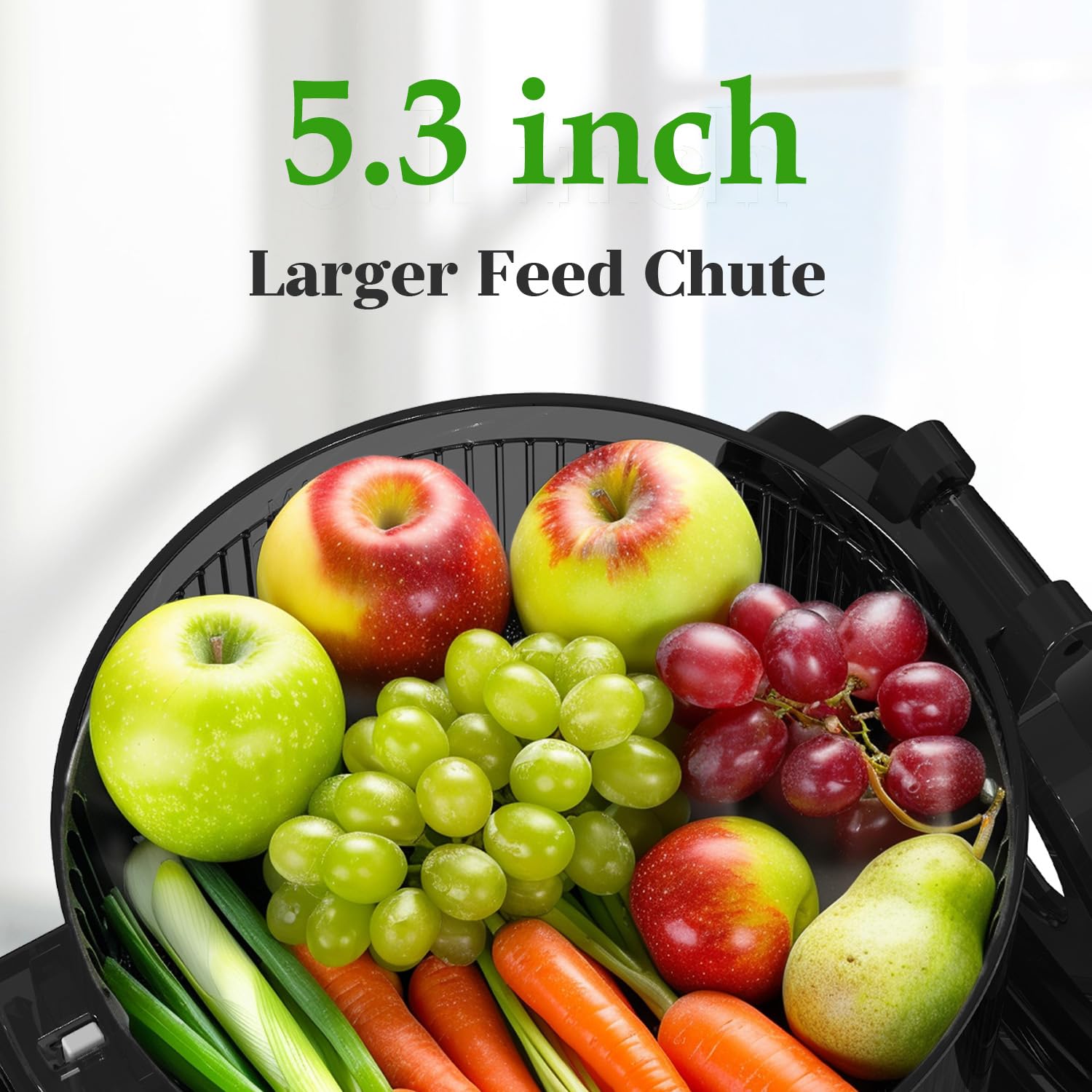 Cold Press Juicer Machines, 350W Masticating Juicer with 5.3" Extra Large Feed Chute, Fit Whole Fruits & Vegetables, Professional Slow Juicer Easy to Clean