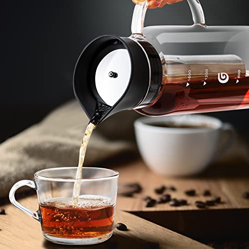 PARACITY Cold Brew Coffee Maker with Automatic Opening and Closing Lid, Airtight Iced Coffee Maker and Tea Brewer with Fine Removable Steel Infuser and Scale, Cold Brew Maker/Pitcher(1.6L/ 54 oz)