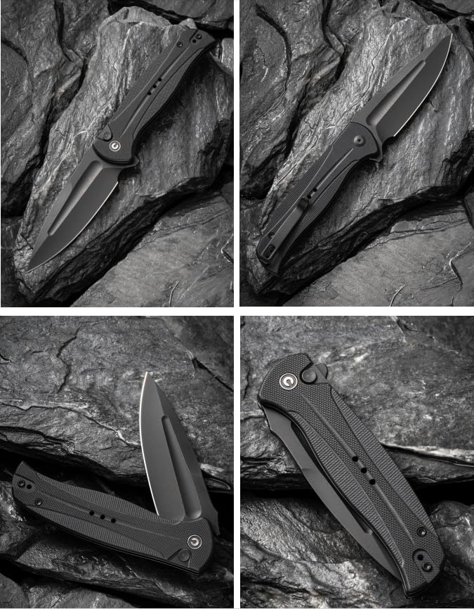 CIVIVI Incindie Pocket Knife for Men, Folding Knife with 3.48" Damascus Blade Milled G10 Handle for EDC C23053-DS1 (Ivory)