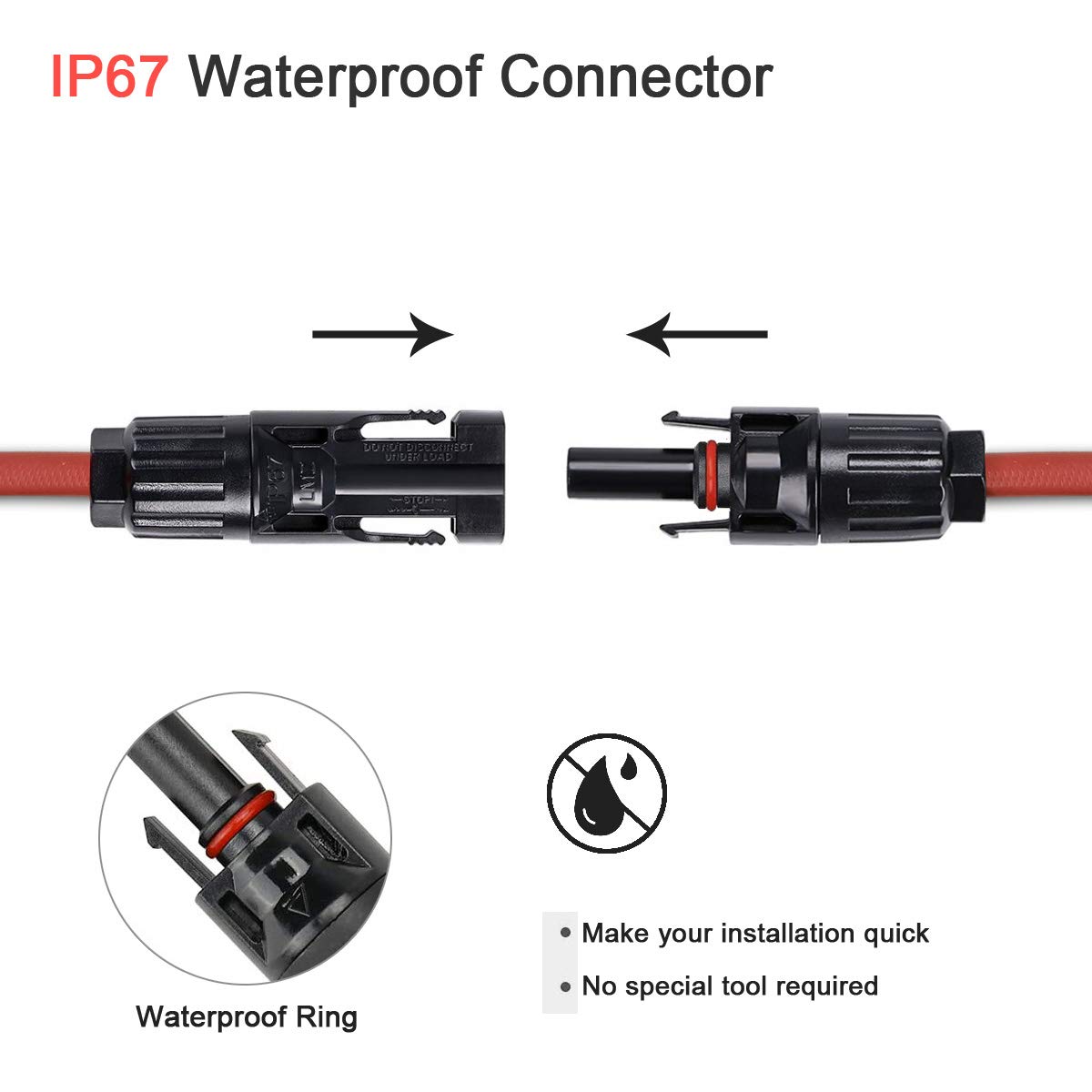 BEAYFILY 10AWG Solar Extension Cable Wire,Solar Panel Adaptor Cable with Male and Female Weatherproof Connector (9.8 Ft)