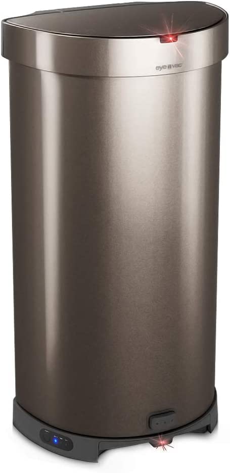 EyeVac+ 2in1 Touchless Trash Can & Vacuum โ 13 Gallon Stainless Steel Automatic Motion Sensor Trash Bin โ Powerful Suction & Touch Free Vacuum โ Ideal for Kitchen