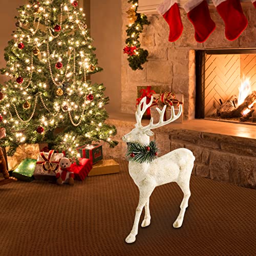 Athoinsu 12'' Christmas Reindeer Figurine Table Desk Decorations Xmas Elk Ornaments Holiday for Party Supplies (Plastic)