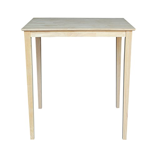 International Concepts Solid Wood Top Table with Shaker Legs, Bar Height
