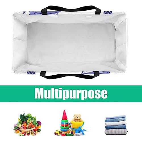 Dinosaur Full Print Large Capacity Laundry Organizer Tote Bag - Reusable and Foldable Oxford Cloth Shopping Bags
