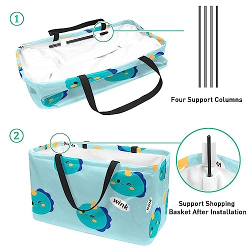 Dinosaur Full Print Large Capacity Laundry Organizer Tote Bag - Reusable and Foldable Oxford Cloth Shopping Bags