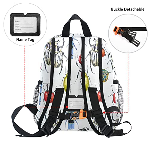 Fisyme Toddler Backpack Bugs Beetles School Bag Kids Backpacks for Kindergarten Preschool Nursery Girls Boys, M