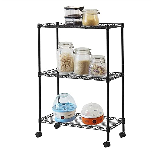 FRITHJILL 3 -Tier Rolling Utility Cart, Shelving Unit Organizer, Metal Display Stand