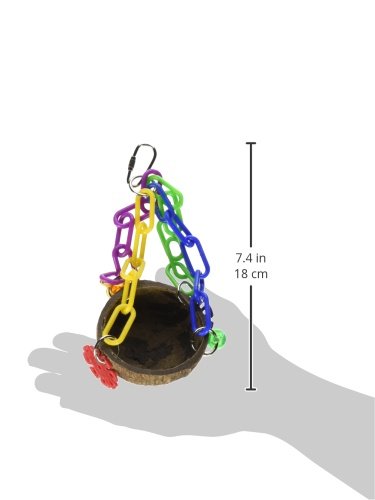 Super Bird Creations SB895 Coco Treat Cup Foraging Bird Toy, Small/Large Bird Size, 9" x 4"