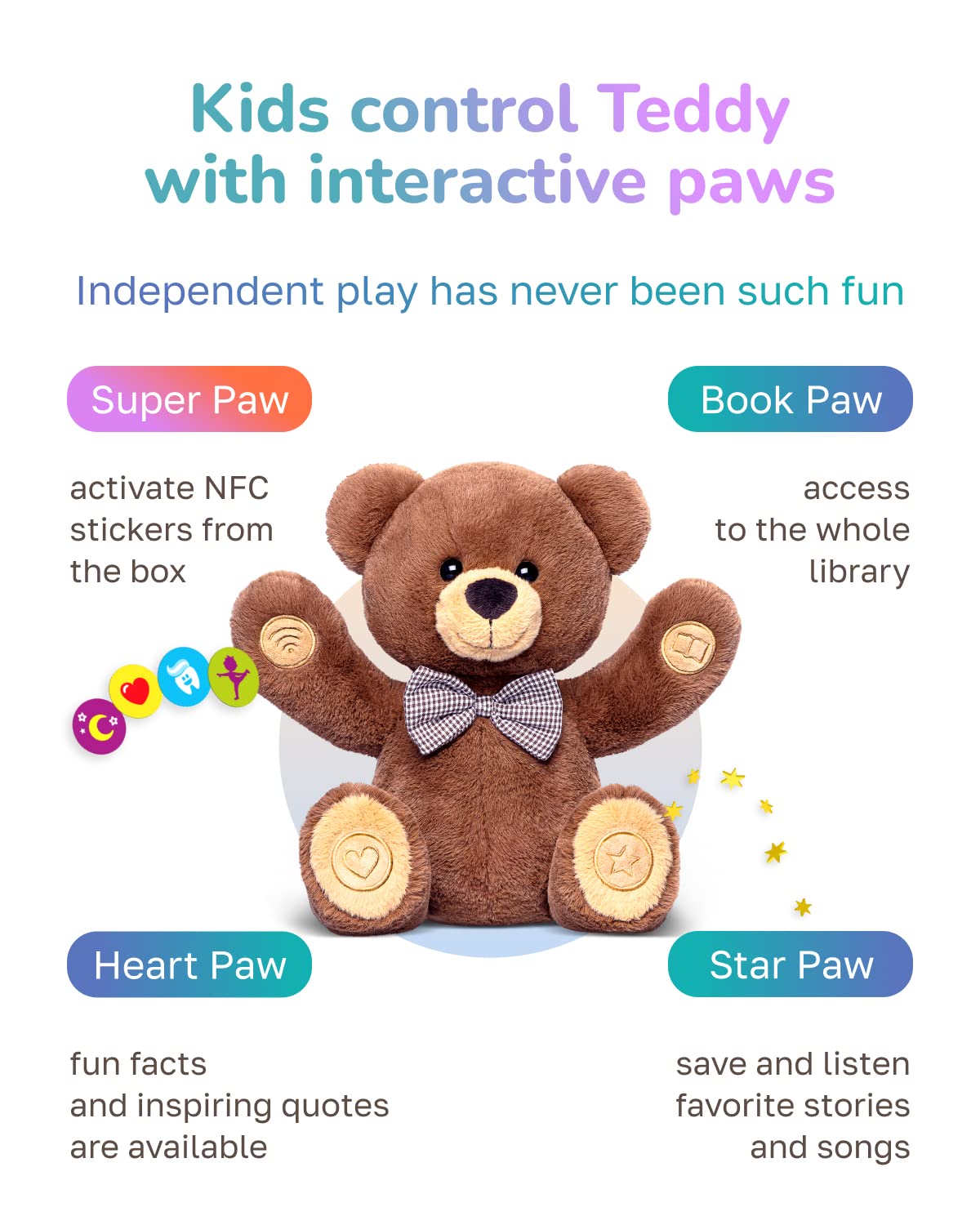 Smart Teddy Interactive Educational Toy for 2 3 4 Year Old, 35+ Learning Activities, Storytelling, Bedtime Stories, Routine Builder, Teddy Bear, Best Gift for Toddlers and Preschoolers