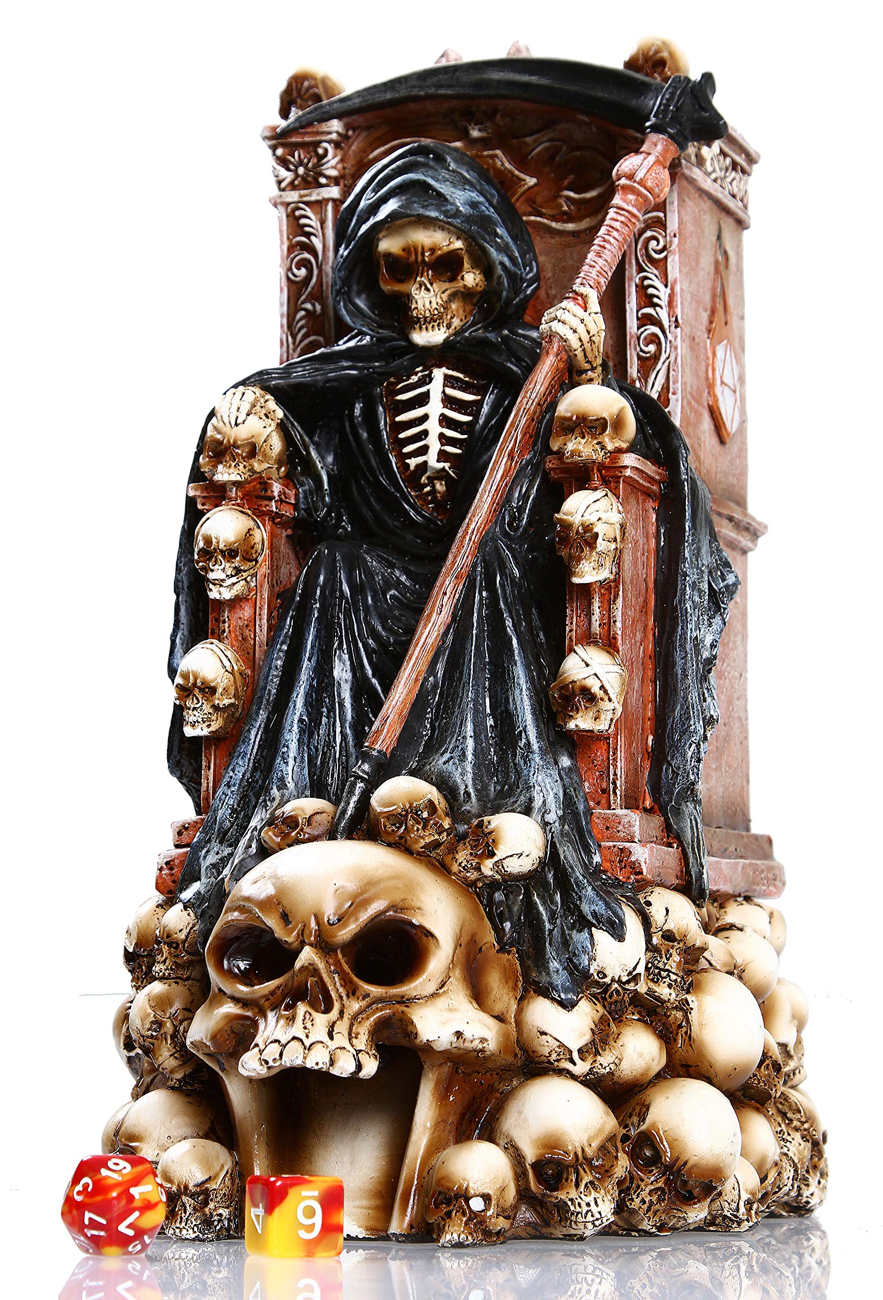 Forged Dice Co. Grim Bones Dice Tower with LED Skull - Hand Painted Grim Reaper Dice Rolling Tower Made from Heavy Duty Resin - Compatible with DND Accessories and Tabletop RPG Games