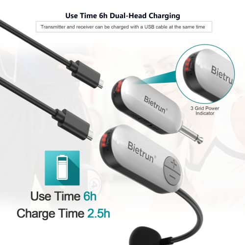 Bietrun UHF Wireless Microphone Headset, 165ft Range, Working Time 6H, 1/4''Plug, Wireless Headset Mic &Handheld Mic 2 in 1, for Karaoke Speaker, Amplifier, Mic Speakers, PA System, Teaching, Fitness