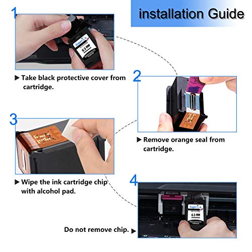SuperInk Remanufactured Ink Cartridge Compatible for HP F6U64AN 63XL 63 XL 63 (Black, 1-Pack)