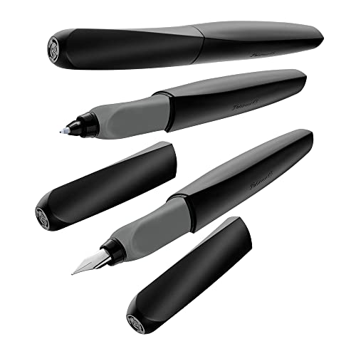 Pelikan Twist Fountain Pen with 1 Ink Cartridge, Medium Nib, Silver, Boxed (947101)