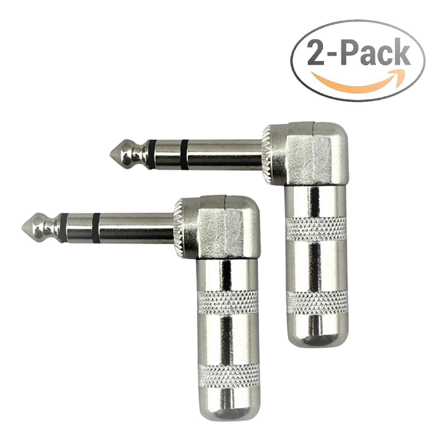 HUASEN 1/4" Audio Plugs 6.35 mm Plug TRS Male 1/4 inch Solder Type Stereo Plug Right Angle Design Connector for DJ Mixer Speaker Cables Guitar Cables Phono Patch Cable Microphone Cables
