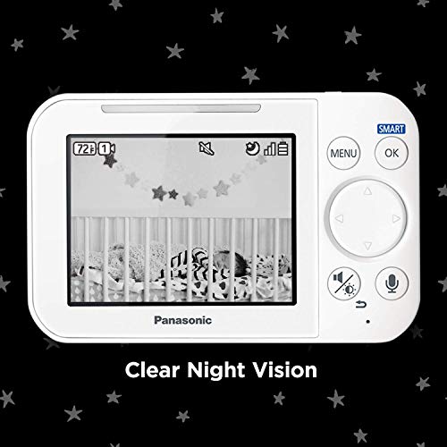 Panasonic Baby Monitor with Camera and Audio, 3.5” Color Video, Extra Long Range, Secure Connection, 2-Way Talk, Soothing Sounds, Remote Pan, Tilt, Zoom - 1 Camera - KX-HN4101W (White)