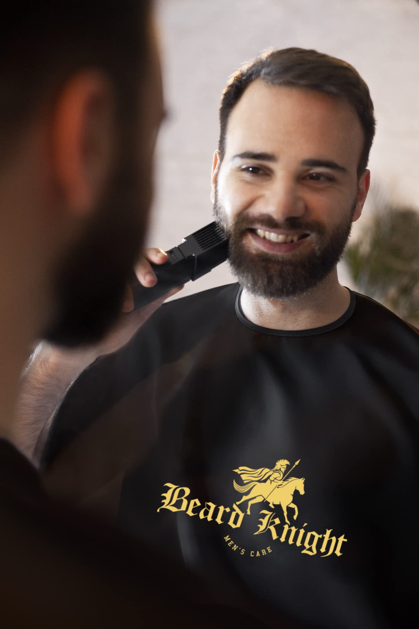 Beard Apron, Hair Clippings Catcher with Bag, Grooming Cape Apron, Beard Catcher for Shaving Trimming, Non-Stick Beard Cape- Black