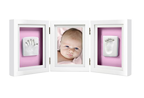 Pearhead Babyprints Baby Handprint and Footprint Deluxe Desk Photo Frame & Impression Kit, Tabletop Nursery Keepsake For Baby Girl Or Baby Boy, White