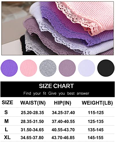 FINETOO Adjustable G String Thongs for Women Cotton Underwear Low Rise T-back Sexy Tangas Lace Trim Breathable 6 Pack S-XL