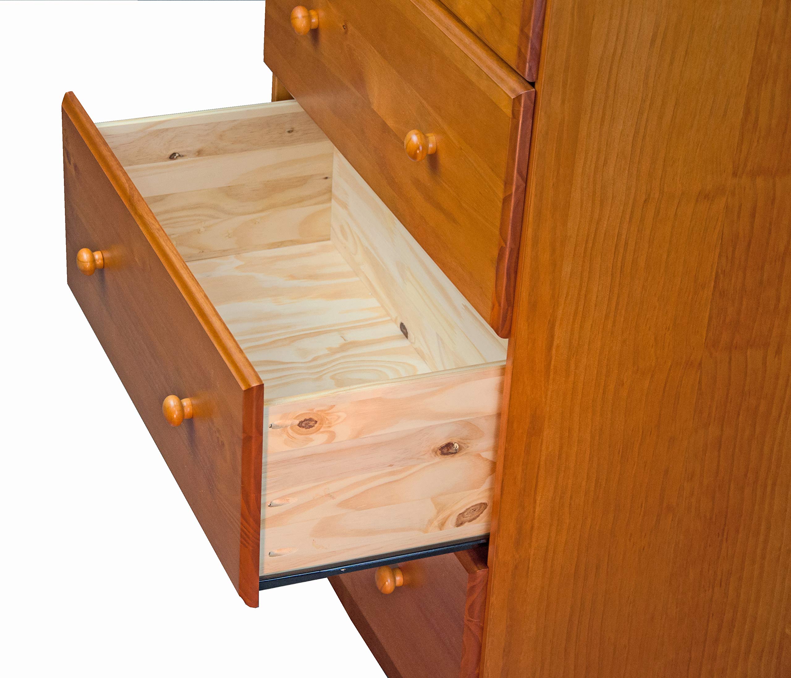 Palace Imports 100% Solid Wood 5-Super Jumbo Drawer Chest with Lock, Honey Pine, 31.75โw x 59.75โh x 17โ d, Lock and Key Included. Requires Assembly.
