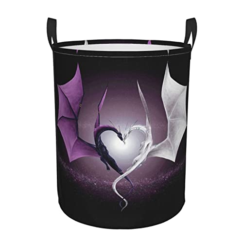 Dirty Clothes Baskets,Laundry Baskets, Purple And White Dragons Patterns,Waterproof Oxford Fabric,Strong And Durable,Can Also Be Used To Store Toys And Other Items.