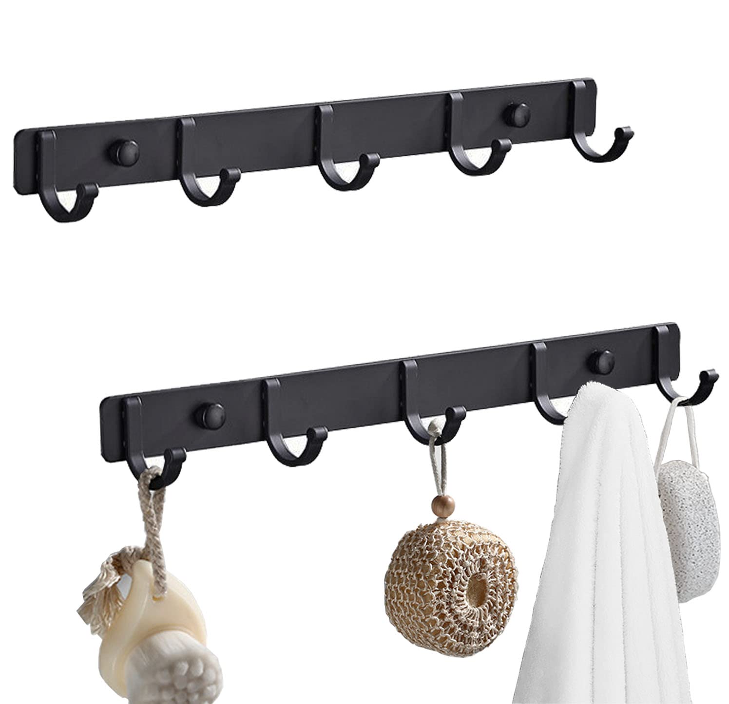 Yauende Wall Mounted Coat Rack, 5 Hanging Hooks Wall-Mounted for Entryway Kitchen Bathroom Storage Organizer Coat Rack for Hanging Coat, Towel, Bag, Robe, Hat