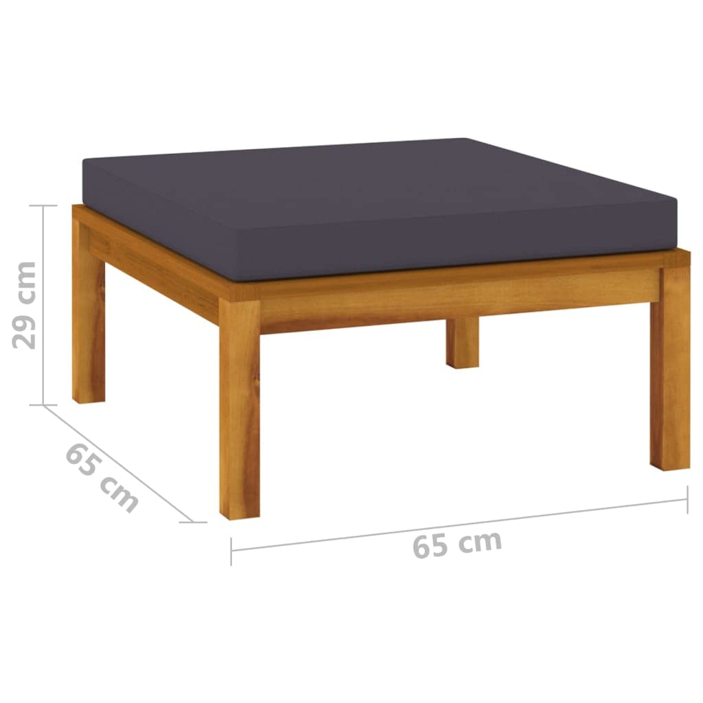 CKioict PatioRest Footres with Dark Gray Cushion,Outdoor Ottoman,Modern Footstool for Garden Yard Deck Poolside,Solid Acacia Wood