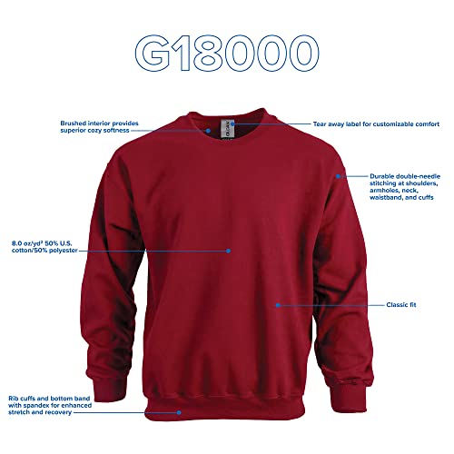 Gildan unisex-adult Fleece Crewneck Sweatshirt, Style G18000, Black, 2X-Large