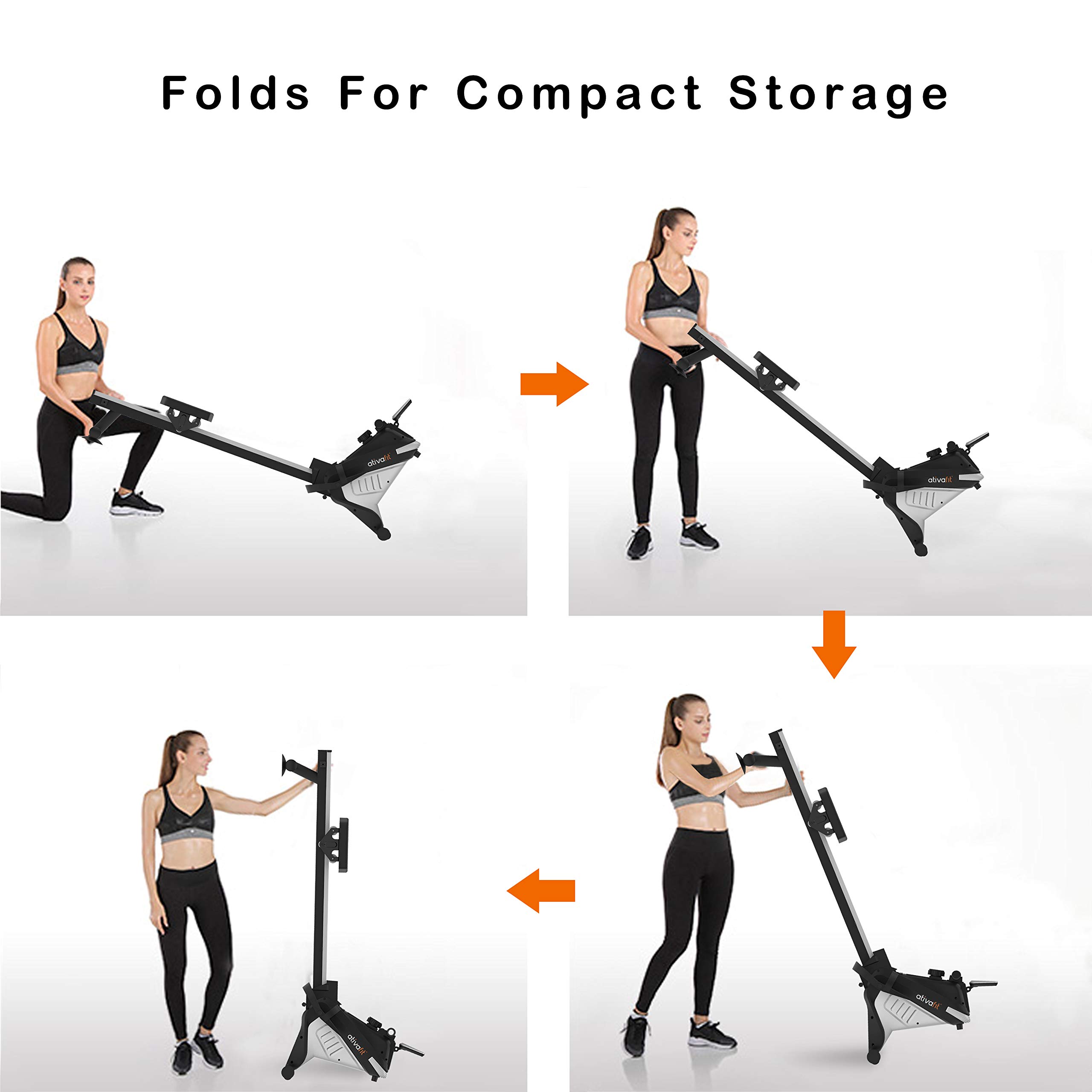 ATIVAFIT Magnetic Rower Rowing Machine 8 Level Adjustable Resistance Exercise for Whole Body with LCD Monitor for Home Use Folding Magnetic Rower