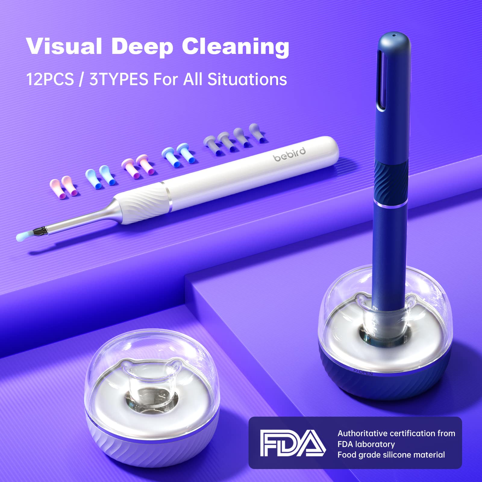 Bebird Note5 Pro,Flagship Models,10 Megapixel HD,3-in-1,Ear Wax Removal Tool Camera,Tweezers and Rod,25 Pcs,Ear Cleaner with Camera,Bebird Ear Cleaner,Ear Wax Removal,Otoscope [Starry Blue]