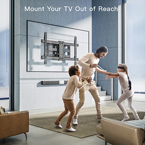 PERLESMITH Full Motion TV Wall Mount for 37-82 inch TVs up to 132 lbs, Max VESA 600x400mm, TV Bracket with Dual Articulating Arms, Tilt, Swivel, Extension, 16" Wood Studs, PSLFK1