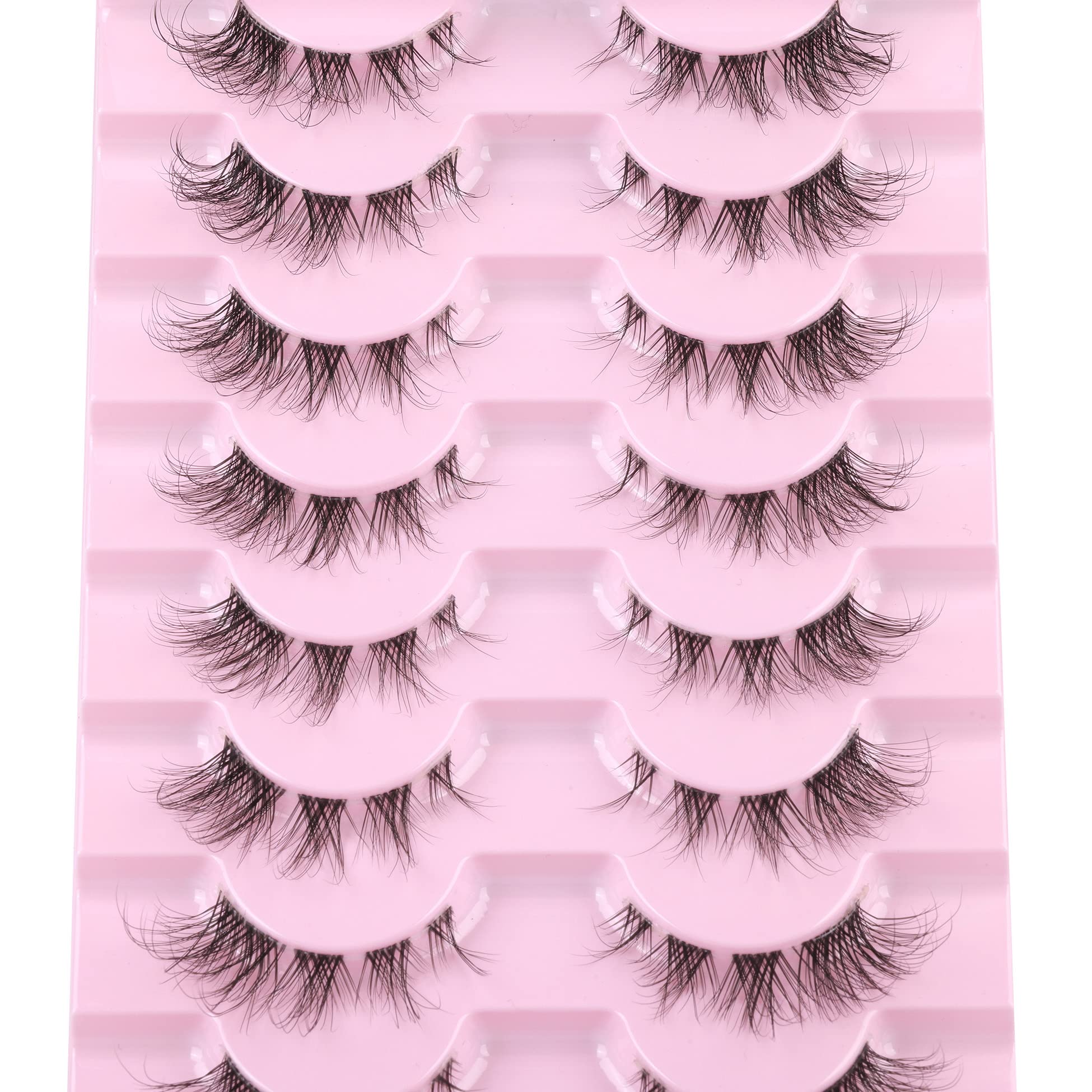 Bottom Lashes Natural False Eyelashes Wispy Lower Mink Lashes Natural Look Clear Band Under Fake Eyelashes Extension DIY Cosplay Eye Lashes Pack 6mm Soft Light Reusable Lash Strip 7 Pairs