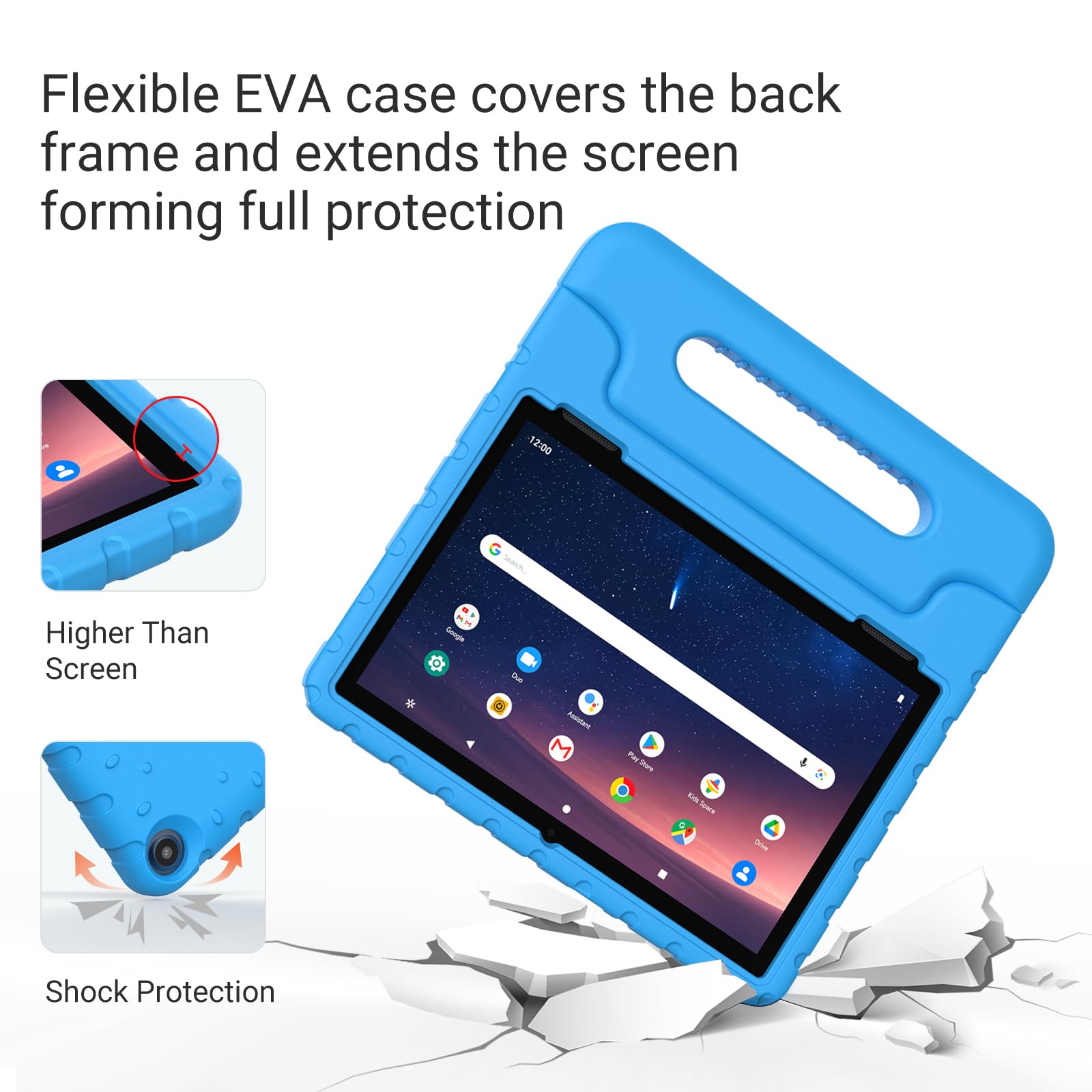 Bolete Case for Onn 10.1 Tablet Model 100011886 (2020 Generation 2) Kids 10.1 Inch Android Tablet Onn 10.1 Gen 2 Case with Handle EVA Foam Shockproof Washable Cover for Kids Adults, Children - Blue