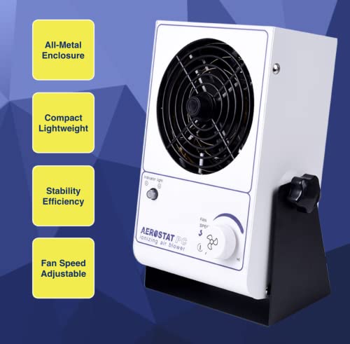 Ionizing Air Blower Fan Ion Anti-Static Elimination Discharge ESD Blower Fan 110V Ionizer Desktop Fan Eliminator
