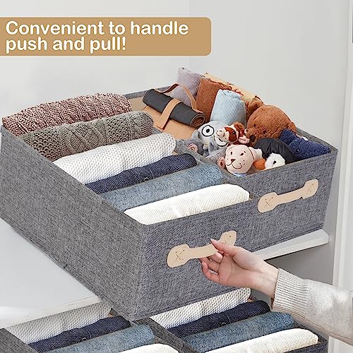 SOYOTA Stackable Storage Bins with 4 Pack ,Foldable Storage Containers Closet Organizer Set, Fabric Storage Boxes with Handles, Cube Linen Baskets for Home Bedroom Closet Office Nursery (P4)