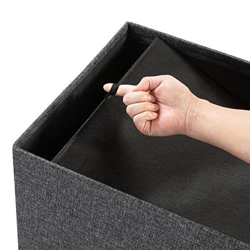 Otto & Ben 30" Storage Ottoman with SMART LIFT Top, Upholstered Tufted Bench, Foot Rest, Dark Grey