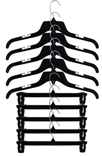 Hangon Combo Set Recycled Plastic Shirt & Pants Hangers, 17 Inch & 12 Inch, Black, 30 Pack