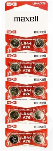 Maxell LR44 (A76) Batteries, 10 Count (775011)