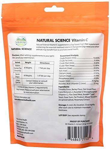 Oxbow Natural Science Vitamin C Supplement (120 g ), 2 pack, 4.2 oz each