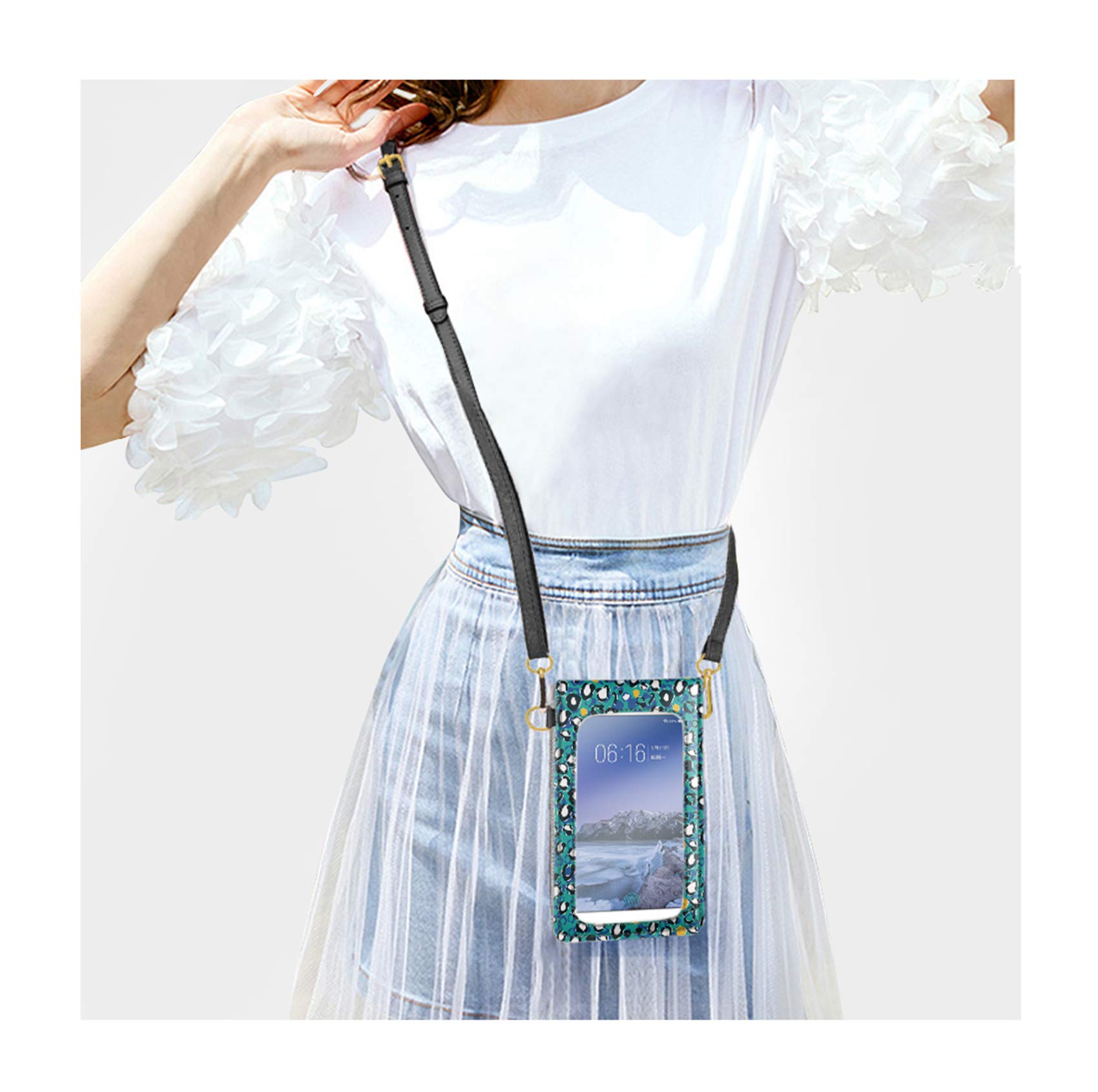 HUGS IDEA Lightweight Leather Phone Purse Fashion Dragonfly Pattern Crossbody Bag Mini Cell Phone Touch Screen Purse Shoulder Bag
