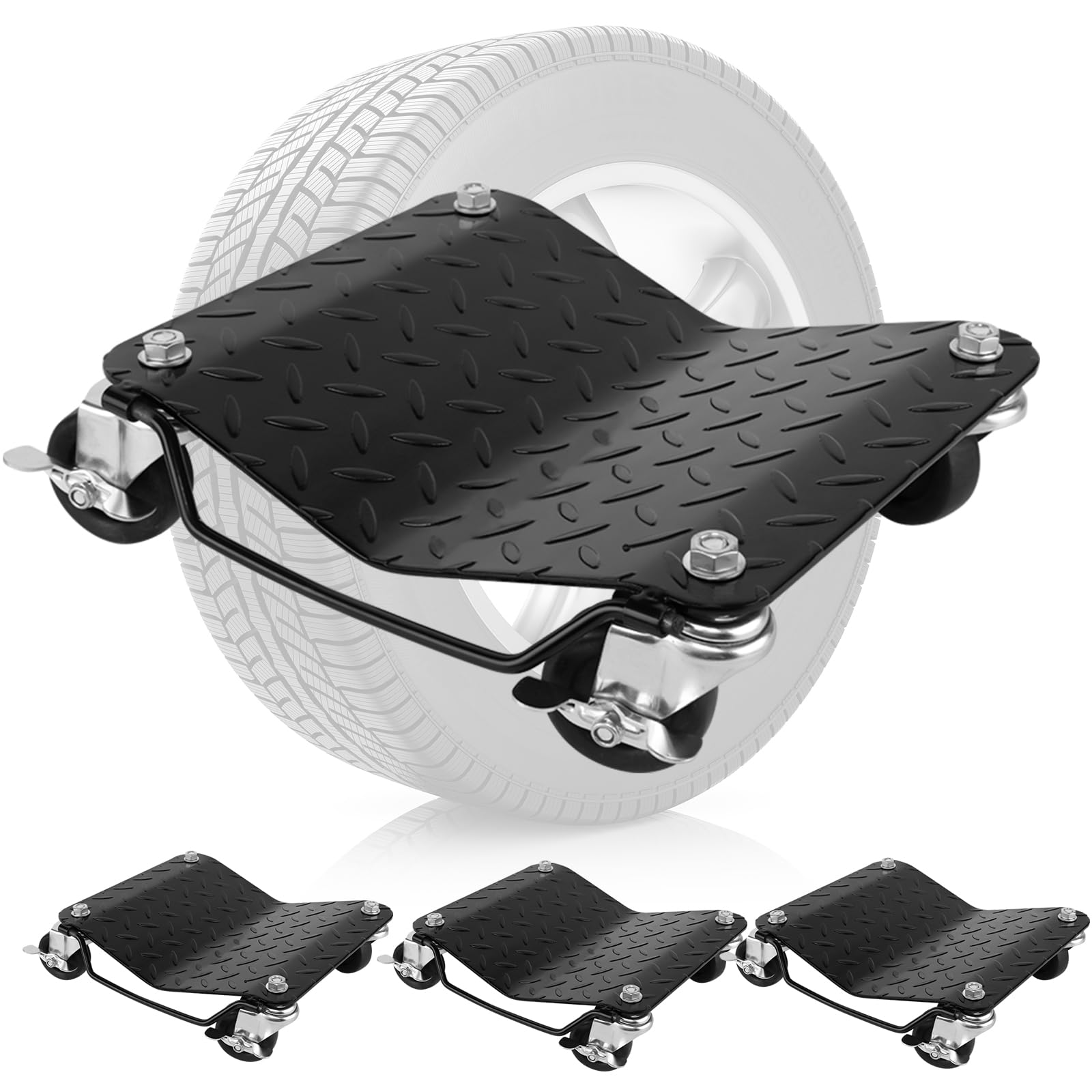 Car Wheel Dolly Set of 4,6000lbs Capacity Wheel Dolly,heavy-duty Car Moving Dolly,black