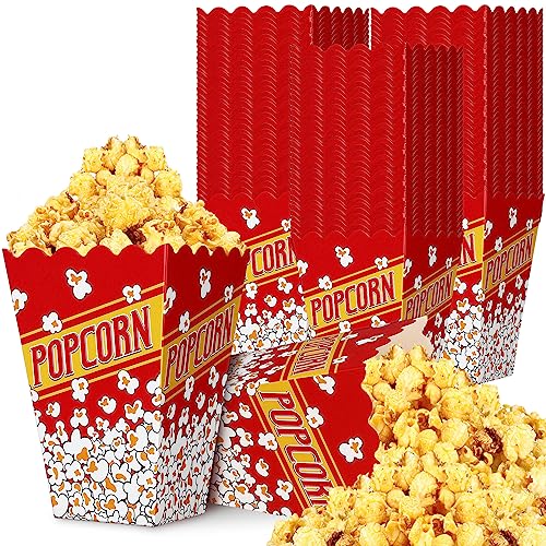 Panelee 100 Pcs Popcorn Boxes 23 oz Movie Night Mini Paper Popcorn Buckets Cardboard Popcorn Bags Snack Popcorn Container Popcorn Holders for Party Decorations Movie Theater Carnival (Classic Style)