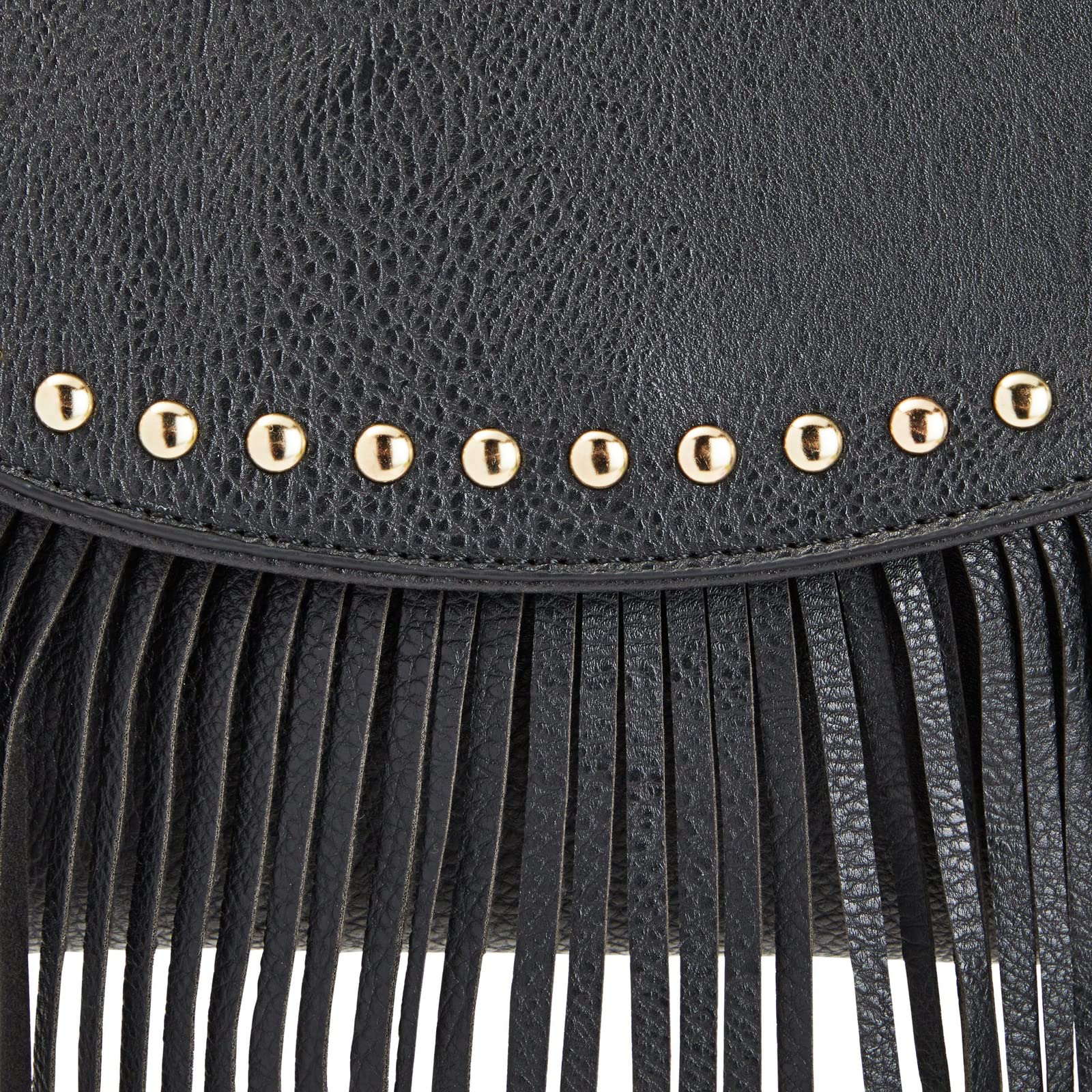 Zodaca Black Fringe Purse for Women, Faux Leather Hippie Crossbody Bag (10.5 x 1.5 x 7.8 In)
