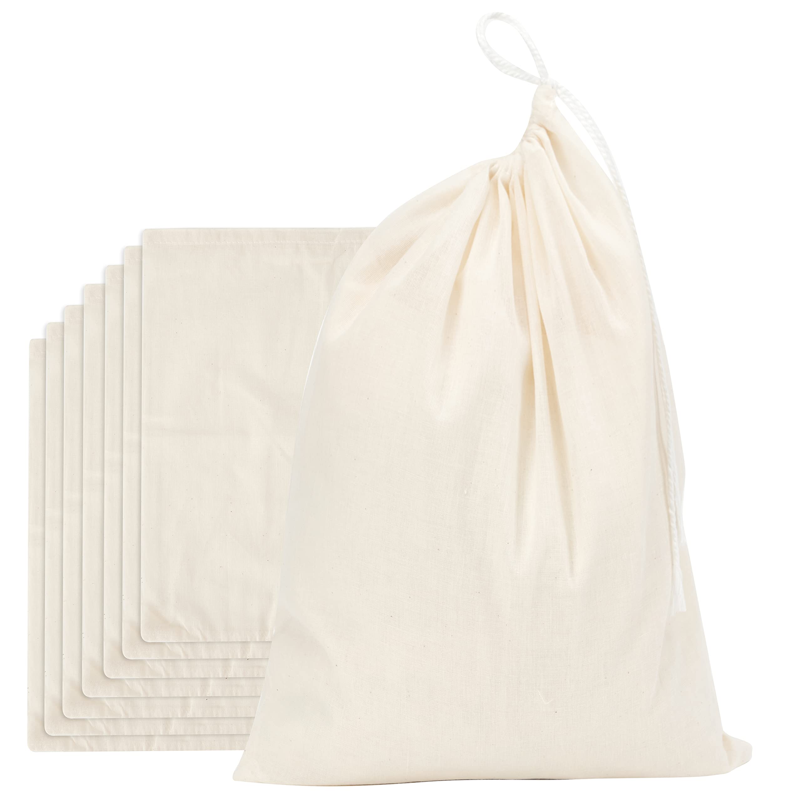 FOCCIUP 10 Pcs 8x10 Inches Reusable Muslin Bags with Drawstrings Cotton Sachet Bags for Jewelry Party Favors