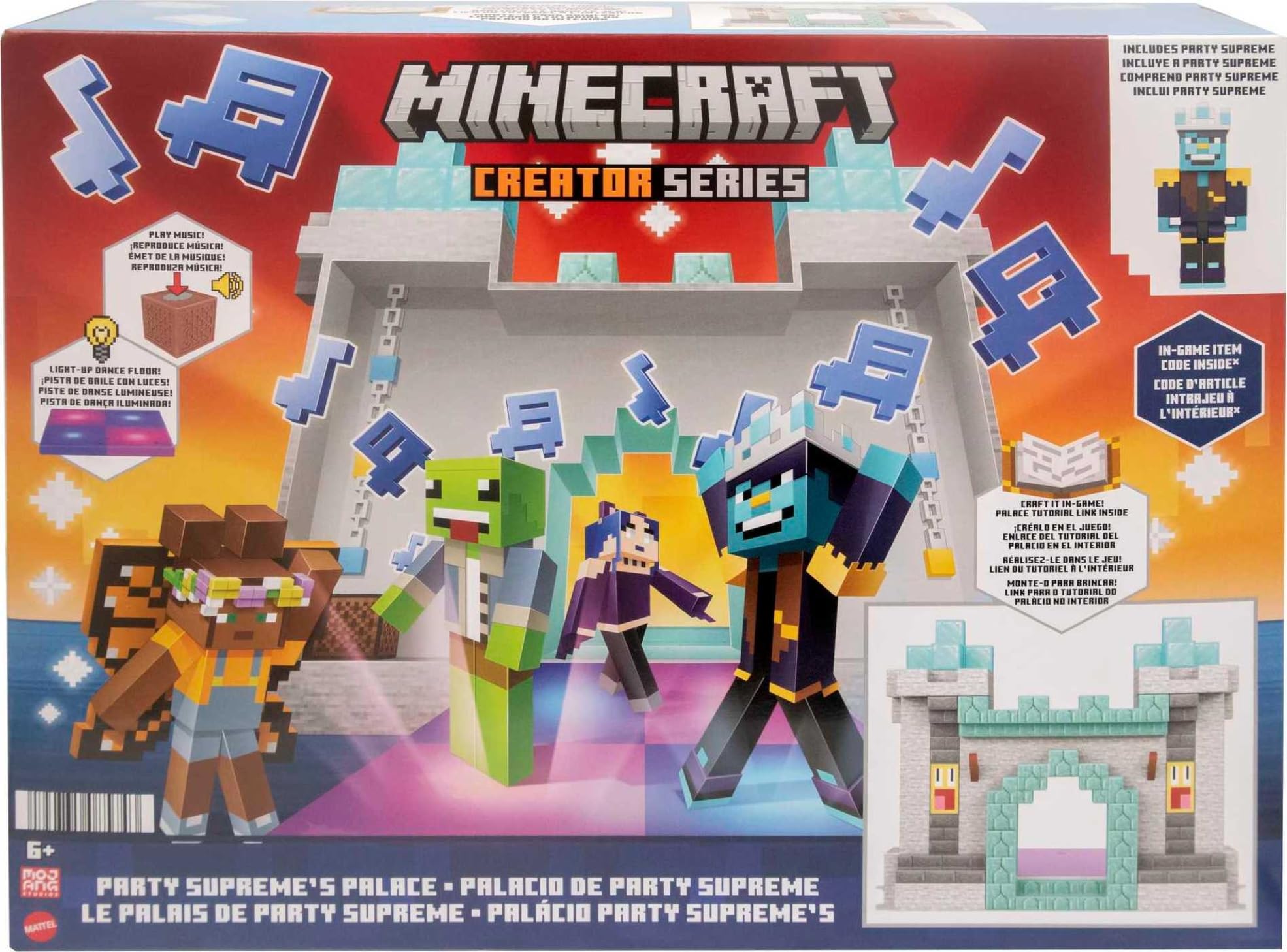 Mattel Minecraft Creator Series Playset, Party Supreme’s Palace Toy with Lights, Music & 3.25-inch Action Figure