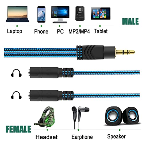 Headphone Splitter for 2 Headphones 2 Way 3.5mm Adapter Aux Cable Mini Jack Male to Dual Female Stereo Audio Y Splitter Couple Adapter Compatible with iPad iPhone iPod MacBook PC Amplifier Speaker