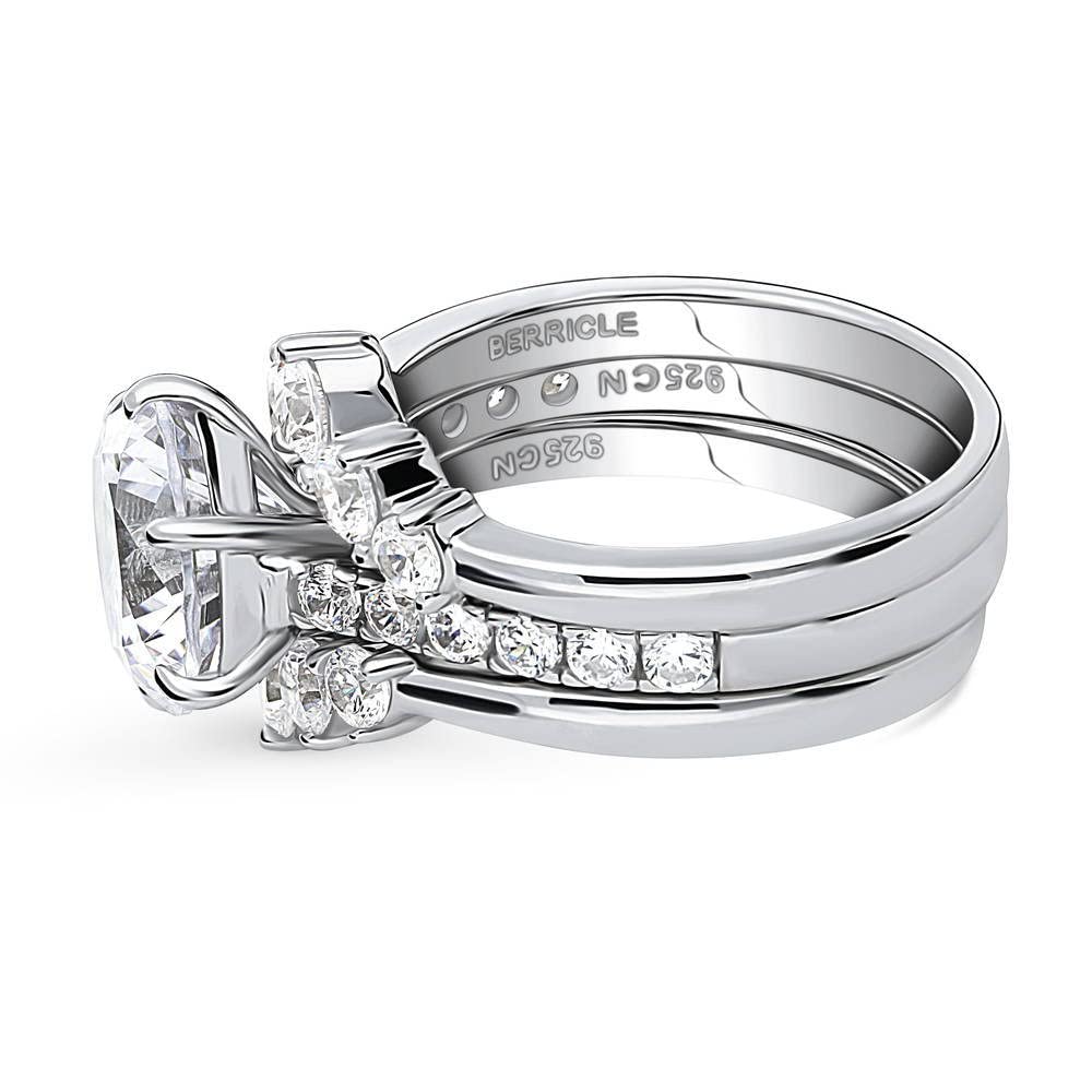 BERRICLE Sterling Silver 5-Stone Wedding Engagement Rings Cubic Zirconia CZ Solitaire Ring Set for Women, Rhodium Plated Size 5.5