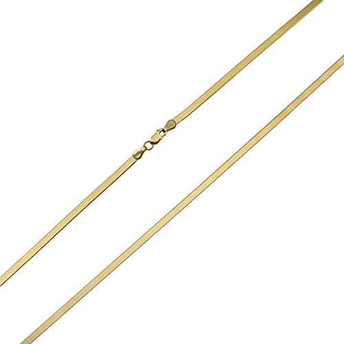 BAYAM 3mm High Polished Herringbone Necklace Chain 10K Solid Yellow Gold Jewelry